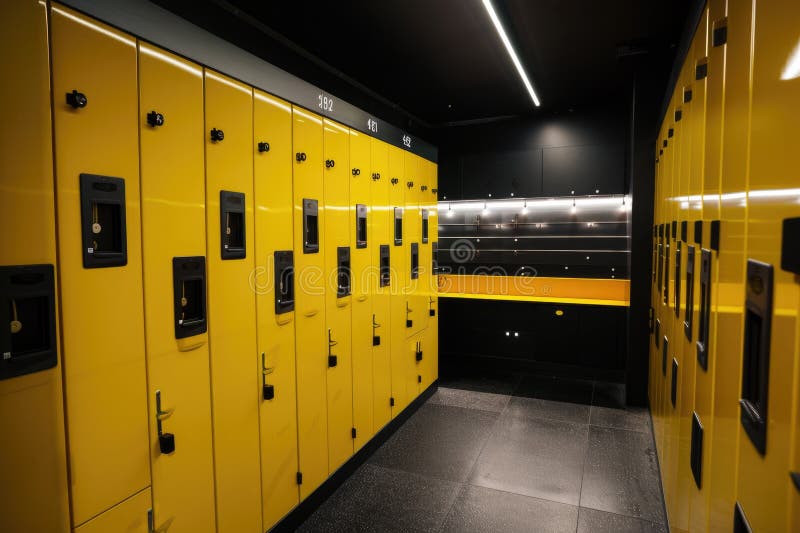 Yellow Lockers in a Classroom or Office Setting, Ideal for Education ...