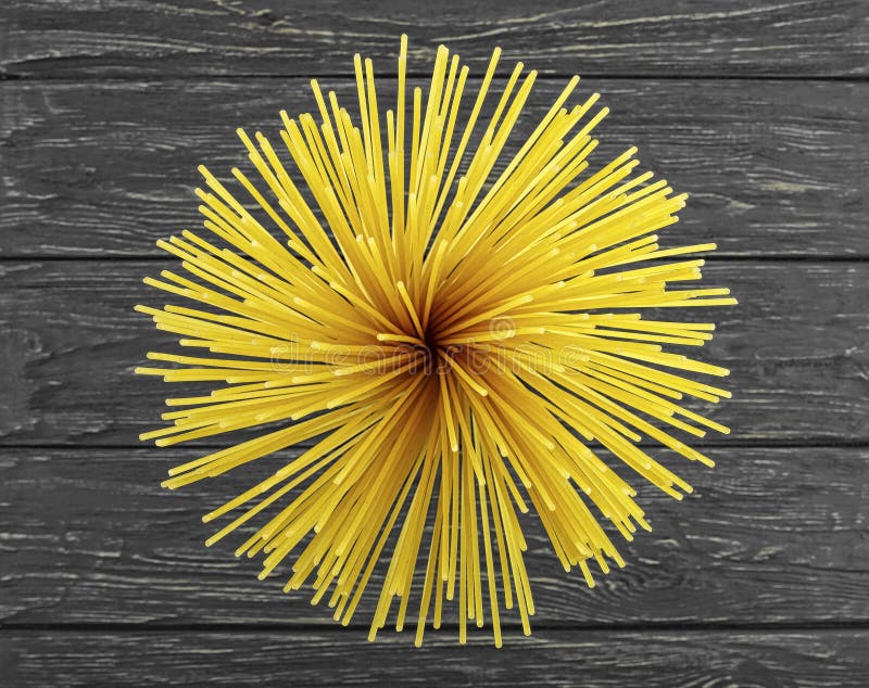Yellow Long Spaghetti on Rustic Background. Yellow Italian Pasta. Top ...