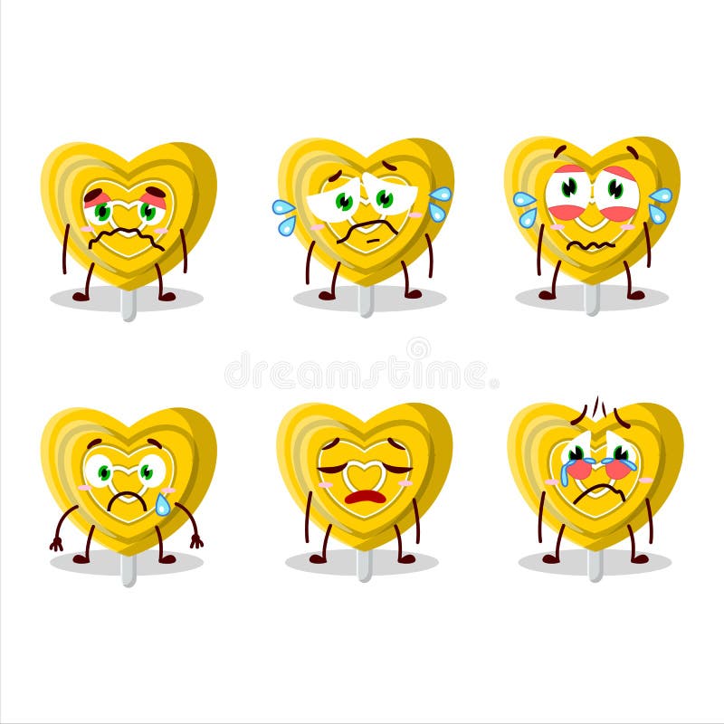 Yellow Love Candy Cartoon Character with Sad Expression Stock Vector ...