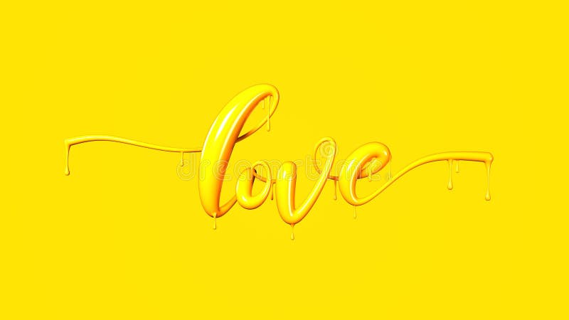 Yellow Love Sign on a Yellow Background. Stock Illustration ...