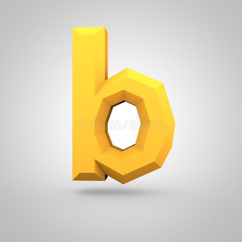 Yellow Low Poly Alphabet Letter B Lowercase Isolated on White ...