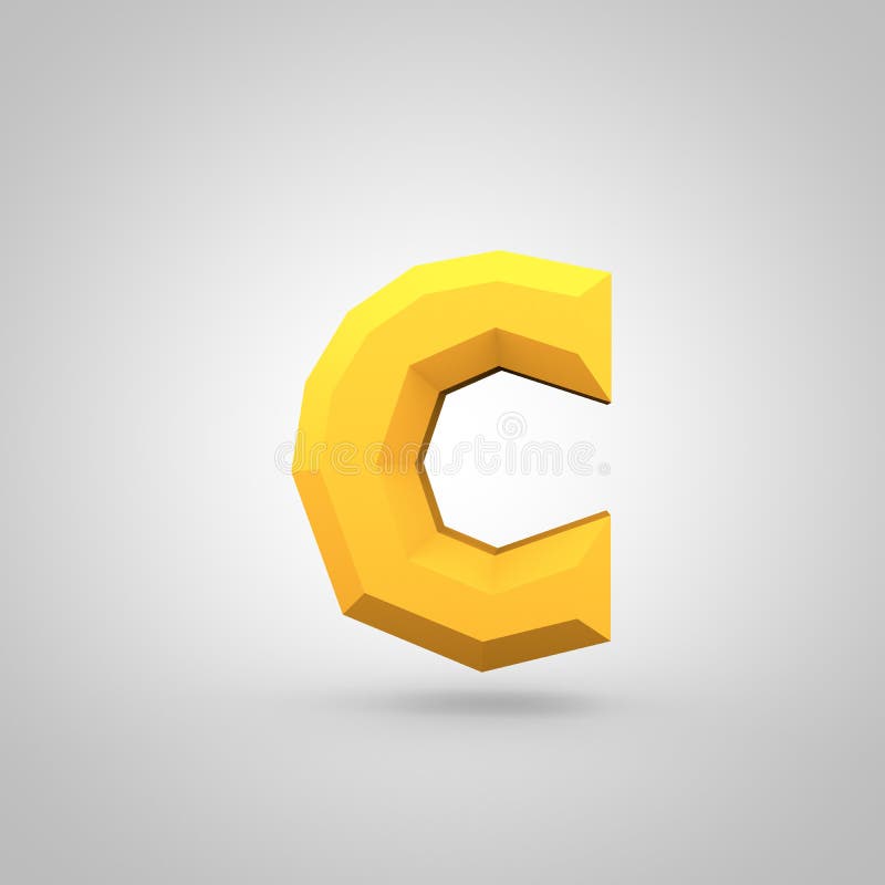 Yellow Low Poly Alphabet Letter C Lowercase Isolated on White ...