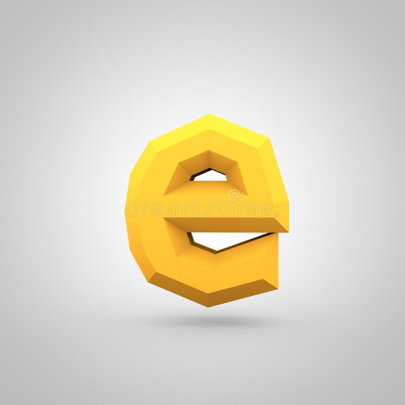 Yellow Low Poly Alphabet Letter E Lowercase Isolated on White ...