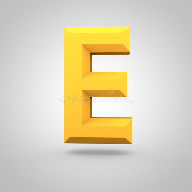 Yellow Low Poly Alphabet Letter E Uppercase Isolated on White ...