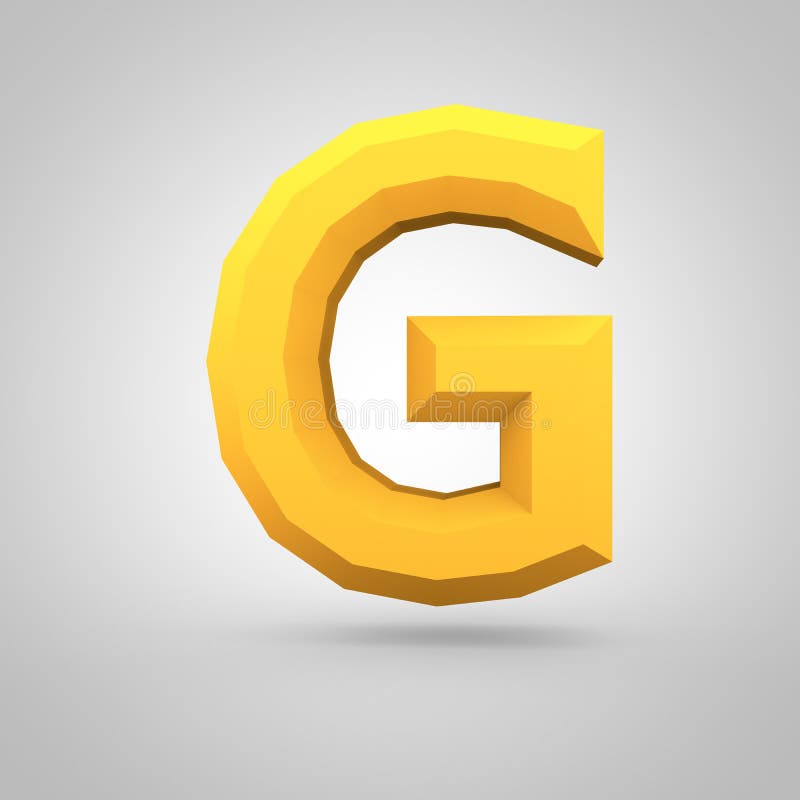Yellow Low Poly Alphabet Letter G Uppercase Isolated on White ...