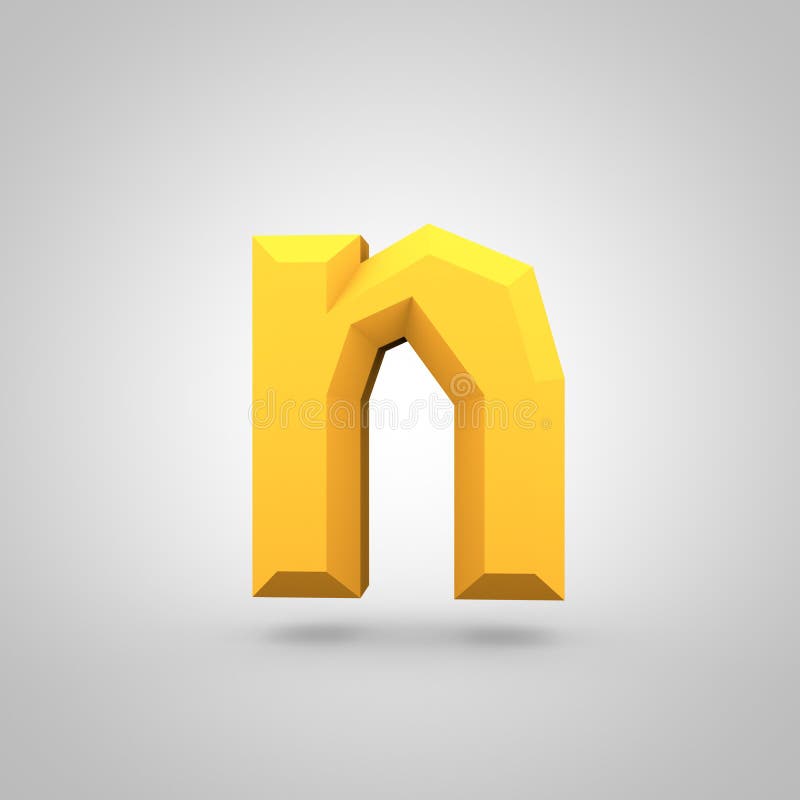 Yellow Low Poly Alphabet Letter N Lowercase Isolated on White ...
