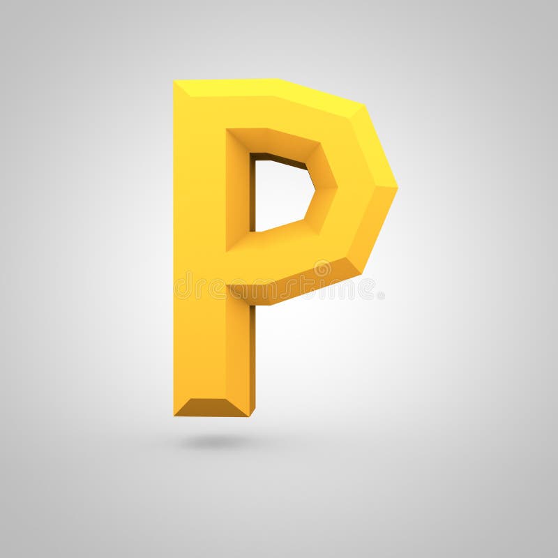 Yellow Low Poly Alphabet Letter P Uppercase Isolated on White ...