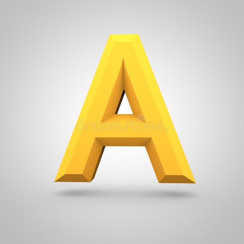 Yellow Low Poly Alphabet Letter a Uppercase Isolated on White ...