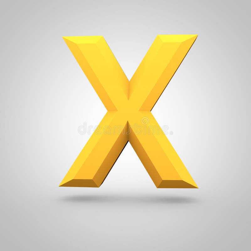 Yellow Low Poly Alphabet Letter X Uppercase Isolated on White ...