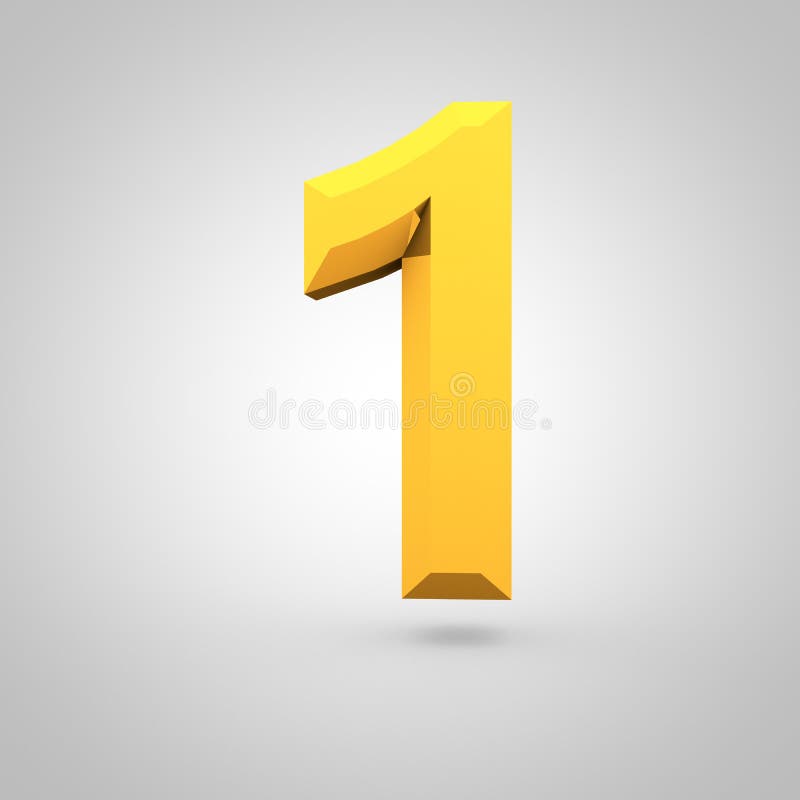 Yellow Low Poly Alphabet Number 1 Isolated on White Background. Stock ...