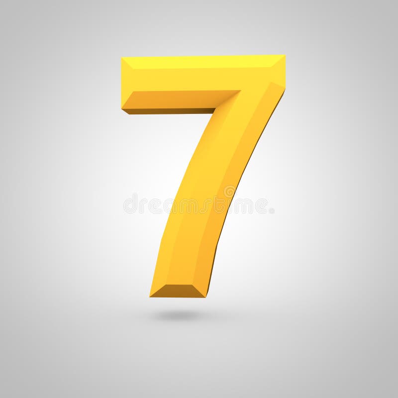 Yellow Low Poly Alphabet Number 7 Isolated on White Background. Stock ...