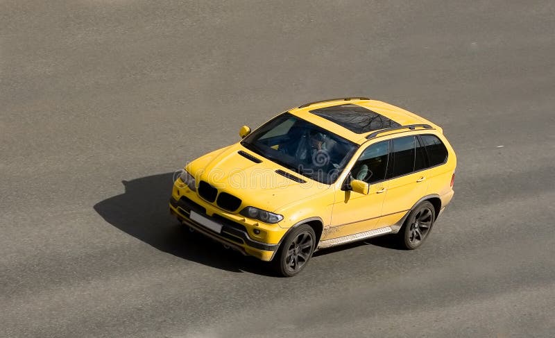 Yellow Suv X5 Luxury German Car, Driving Fast Stock Image - Image of ...