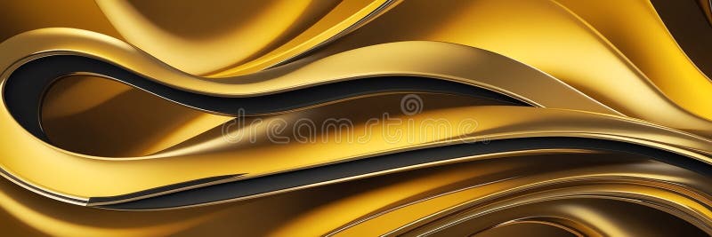 Yellow Luxury Smooth Shiny Metal Theme Curves Pattern Abstract Ai ...