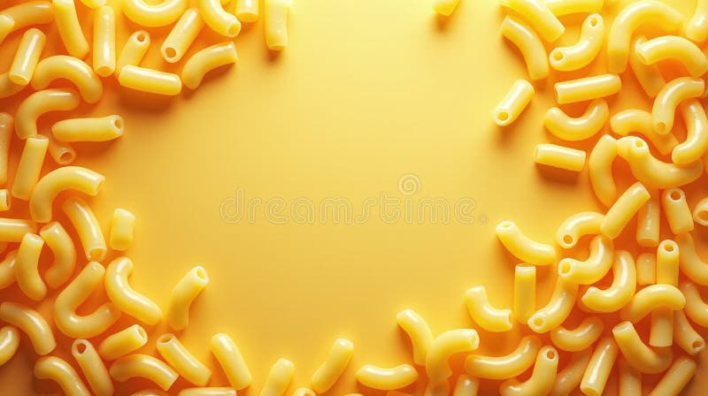 Yellow Macaroni Pasta Forms a Decorative, Circular Border Stock ...