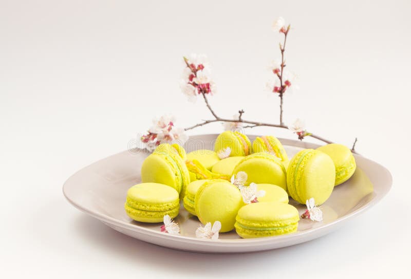 Yellow Macaroons Isolated on White, Selective Focus Stock Photo - Image ...