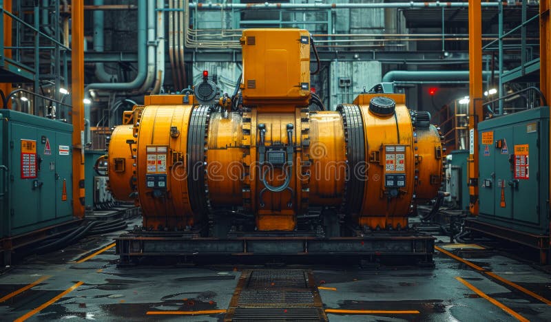 A Yellow Machine with a Red Light on it Stock Image - Image of ...