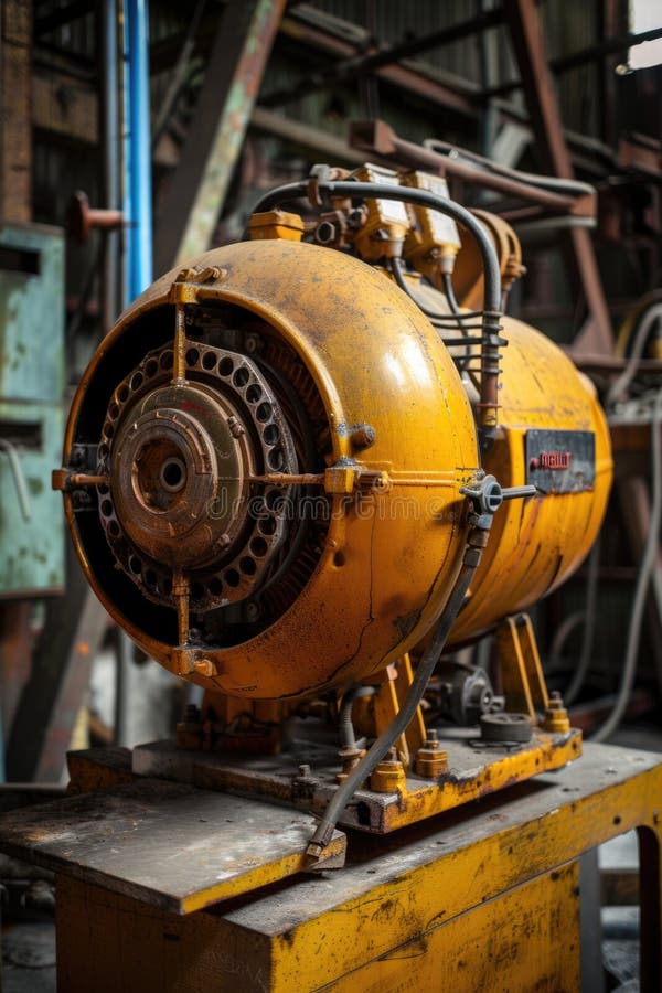 A Yellow Machine Sitting on Top of a Table. Ideal for Industrial or ...