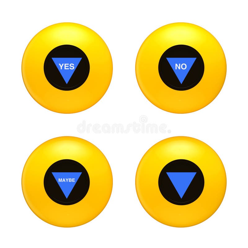 Yellow Magic Ball with Different Prediction. 3d Rendering Stock ...