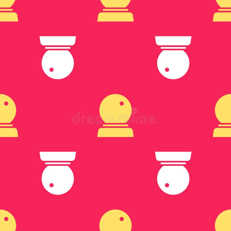 Yellow Magic Ball Icon Isolated Seamless Pattern on Red Background ...