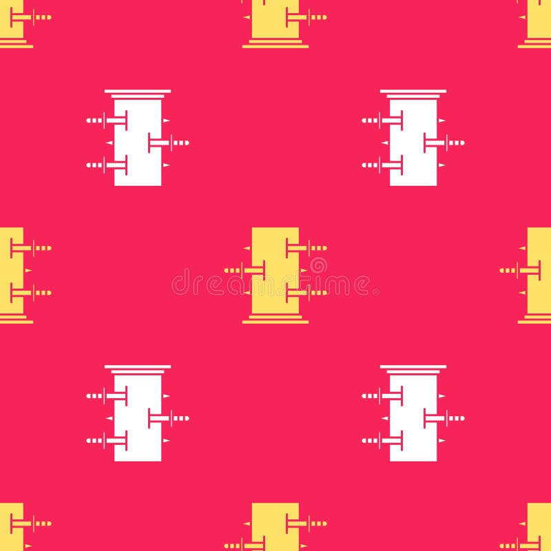 Yellow Magic Box, Trunk for Magic Tricks Icon Isolated Seamless Pattern ...