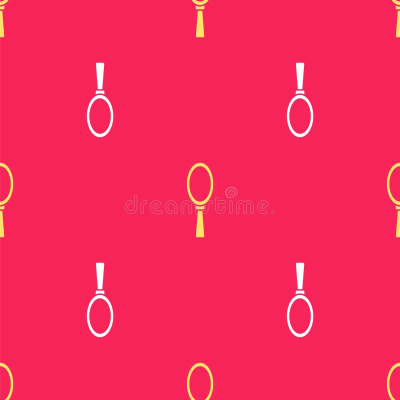 Yellow Magic Hand Mirror Icon Isolated Seamless Pattern on Red ...