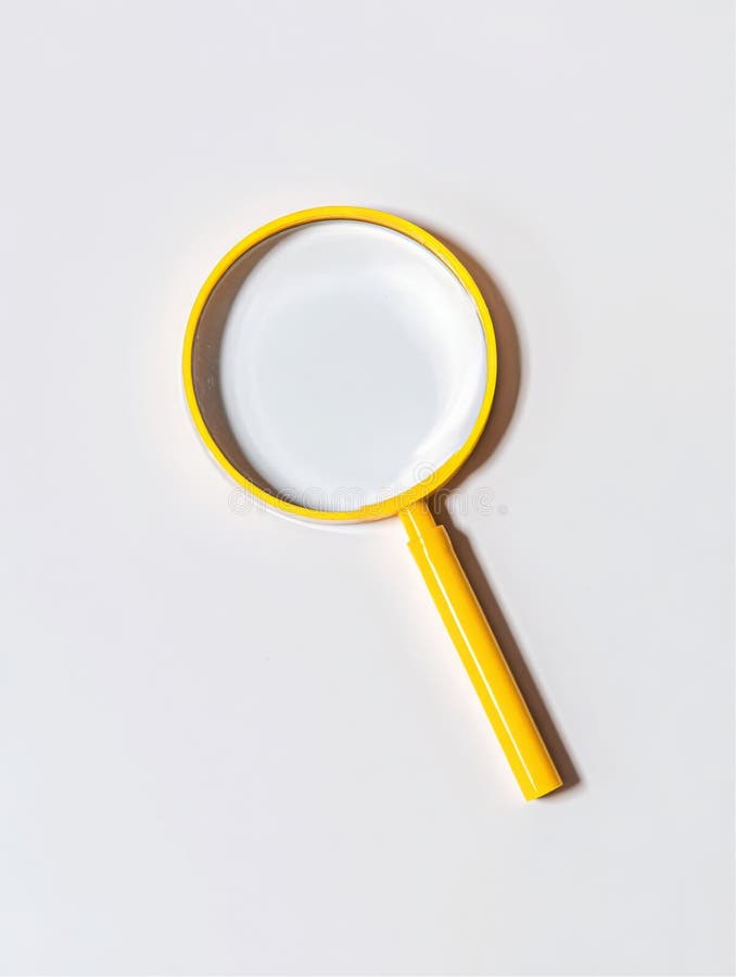 Yellow Magnifying Glass Isolated on White Surface Showcasing Optical ...