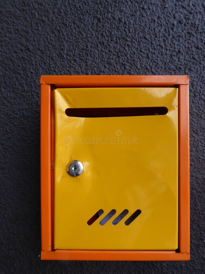 Yellow mail box stock photo. Image of letter, concept - 67465450