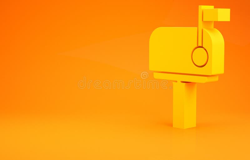 Yellow Mail Box Icon Isolated on Orange Background. Mailbox Icon. Mail ...