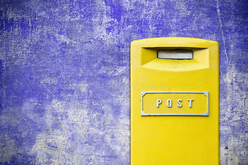Yellow Mail-box Over Grunge Background Stock Image - Image of letter ...