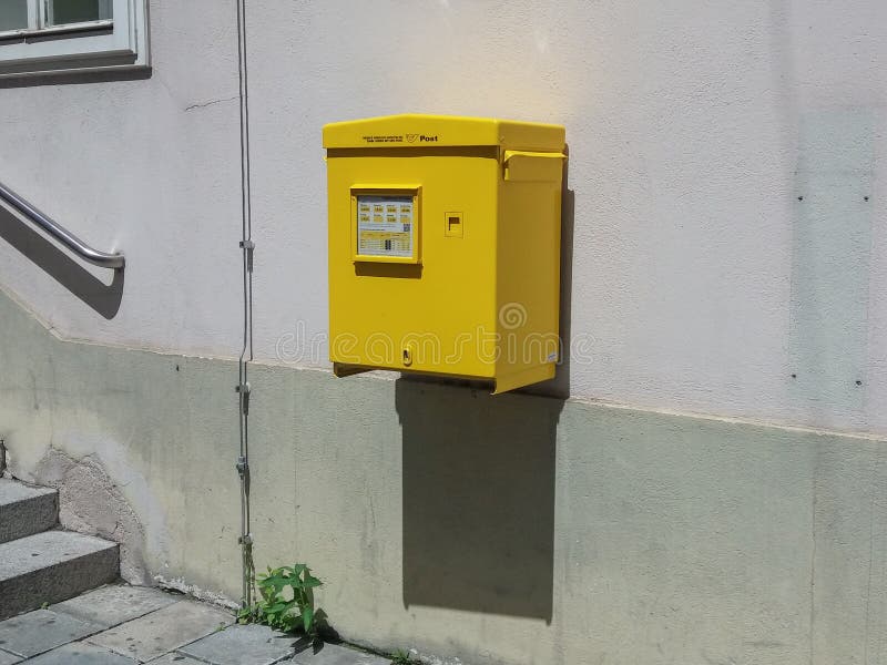 Yellow Mail Box for Sending Editorial Stock Image - Image of letterbox ...
