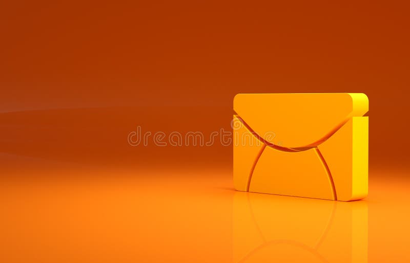 Yellow Mail and E-mail Icon Isolated on Orange Background. Envelope ...