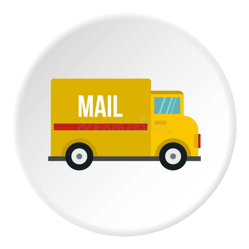 Yellow Mail Truck Icon Circle Stock Vector - Illustration of fast ...