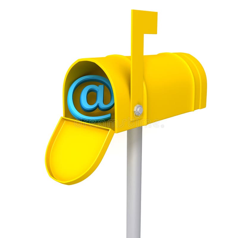 Yellow Mailbox with E-mail Sign 3d Illustration Stock Illustration ...