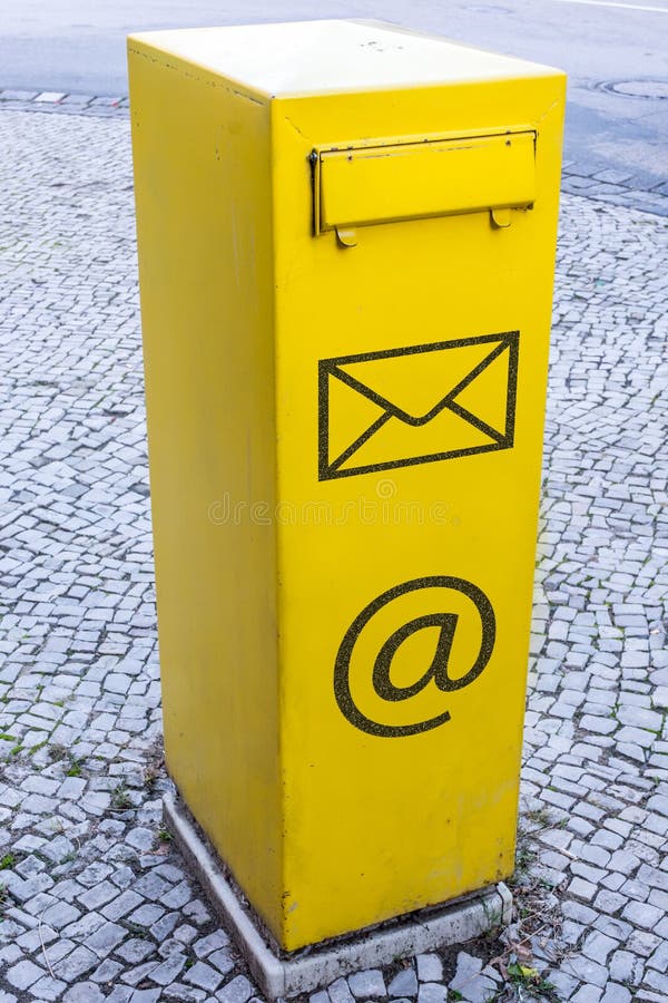 Yellow Mailbox with E-mail Sign As a Symbol for the Email Post Box ...