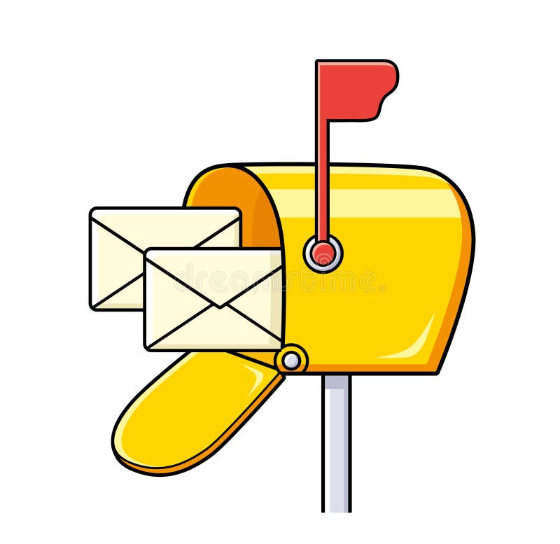 Yellow Mailbox with Letters Stock Vector - Illustration of isolated ...