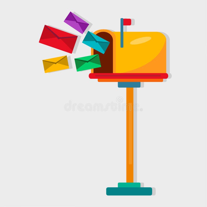 Yellow Mailbox Vector Illustration in Flat Style Stock Illustration ...