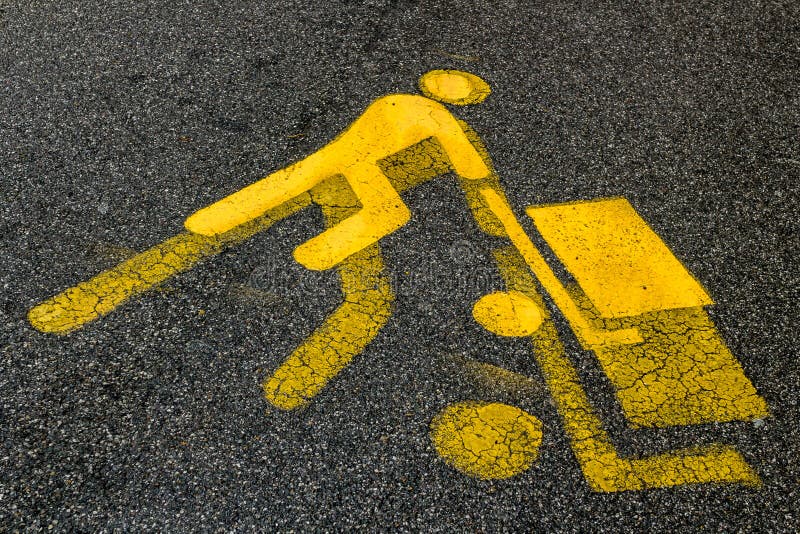 Yellow man stock image. Image of macro, asphalt, traffic - 46621471