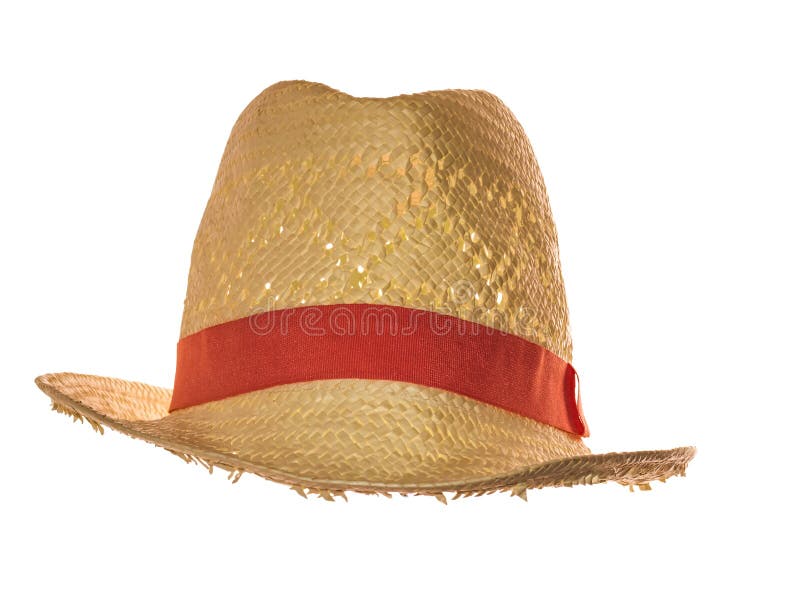 Yellow Straw Hat On White Background Front View Stock Image - Image of ...