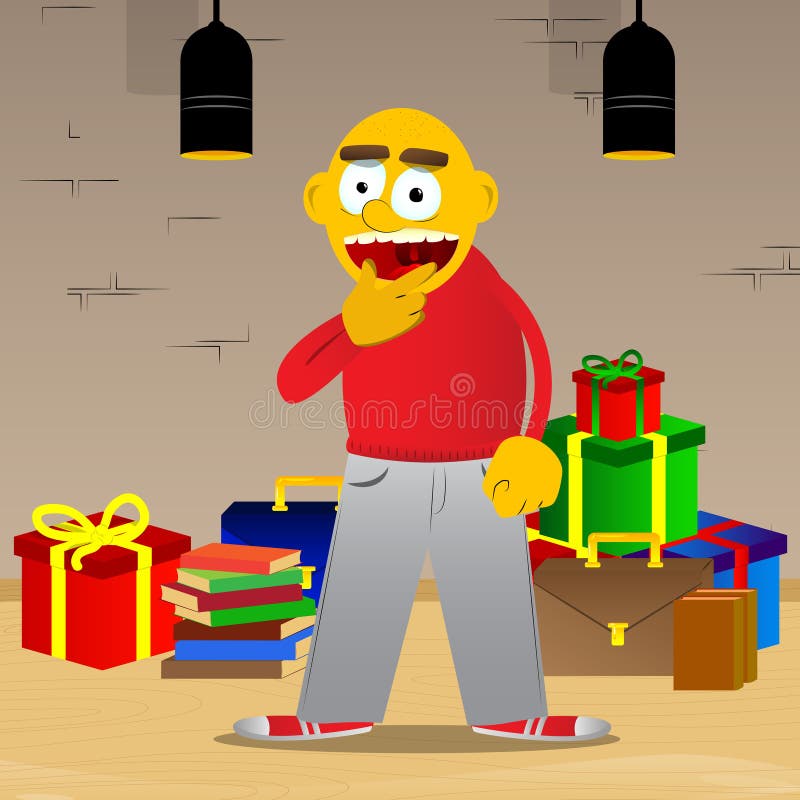 Man Thinking or Pointing To His Left Side. Stock Vector - Illustration ...