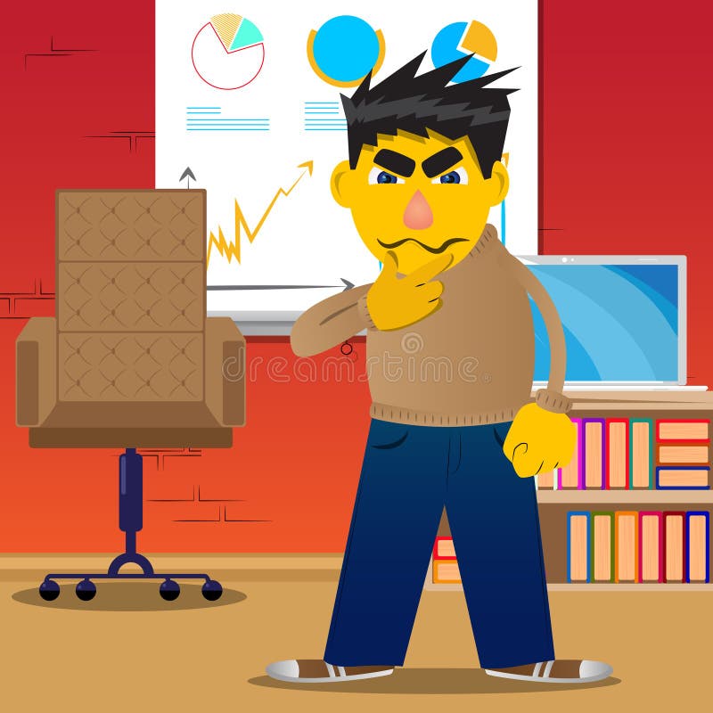 Man Thinking or Pointing To His Left Side. Stock Vector - Illustration ...