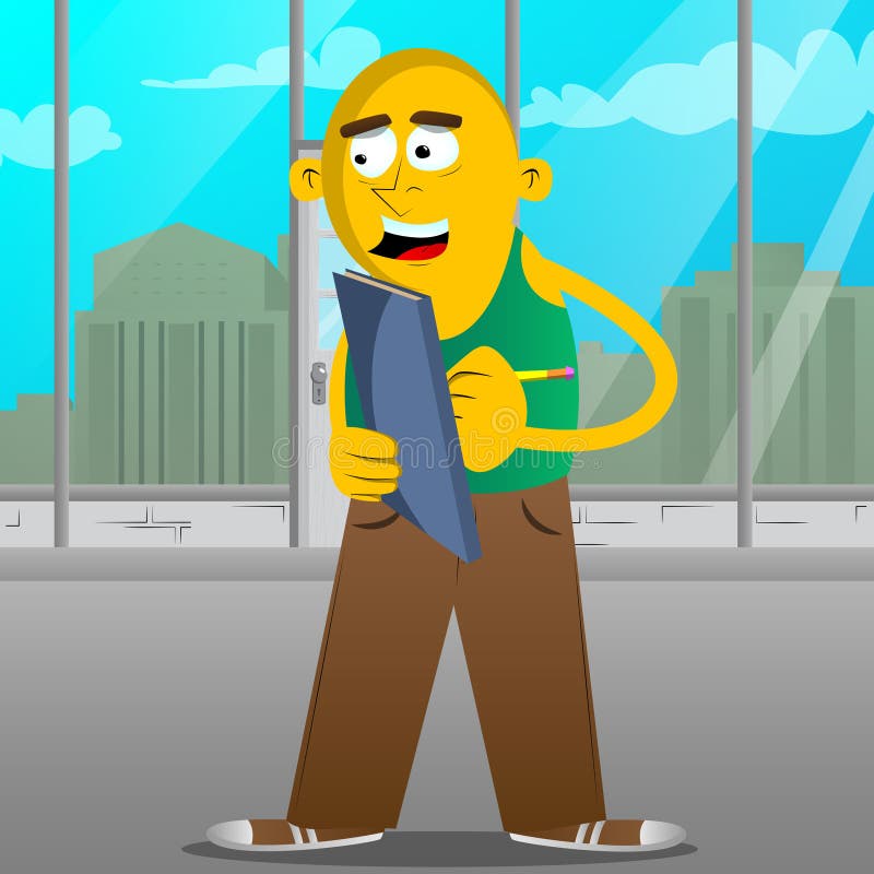 Yellow Man Writing on a Books Cover. Stock Vector - Illustration of ...