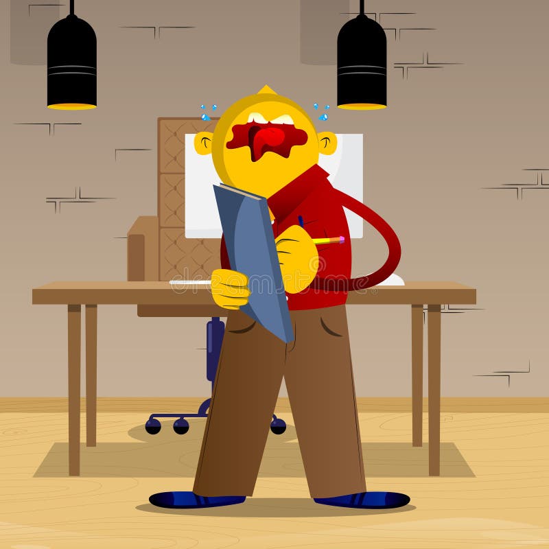 Yellow Man Writing on a Books Cover. Stock Vector - Illustration of ...