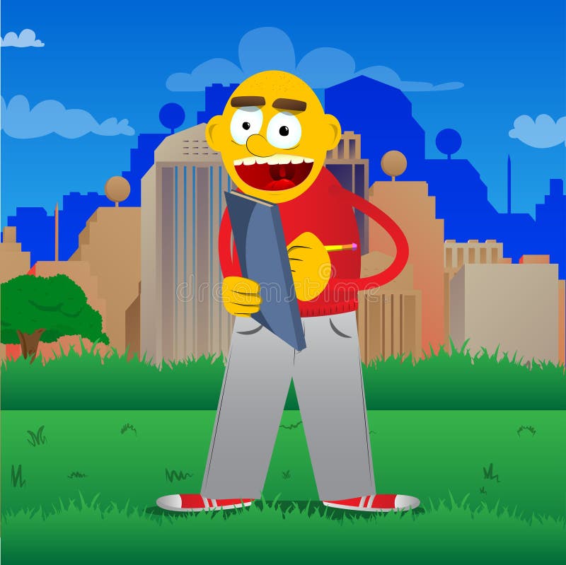 Yellow Man Writing on a Books Cover. Stock Vector - Illustration of ...