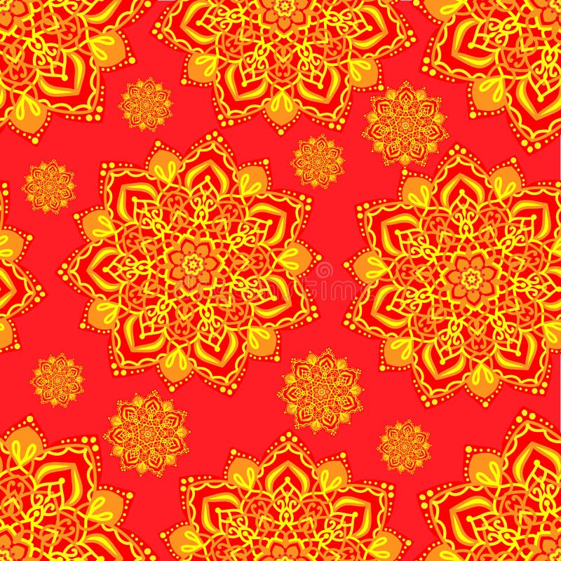 Yellow Mandalas on a Red Background Editorial Image - Illustration of ...