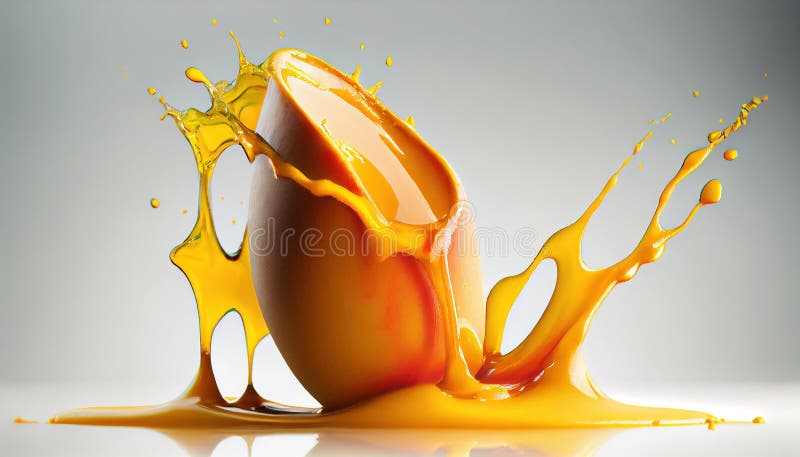 Yellow Mango Dripping in Mango Smoothie on White Background AI ...