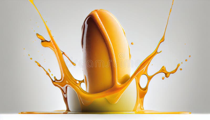 Yellow Mango Dripping in Mango Smoothie on White Background AI ...