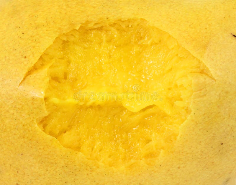 Yellow Mango that Has Been Bitten Stock Image - Image of item, pulpy ...