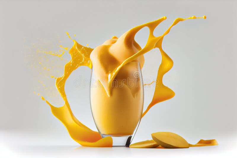 Yellow Mango Smoothie Splashed on White Background AI Generative Stock ...
