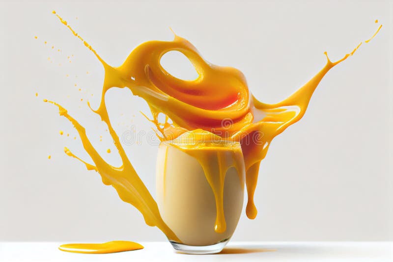 Yellow Mango Smoothie Splashed on White Background AI Generative Stock ...
