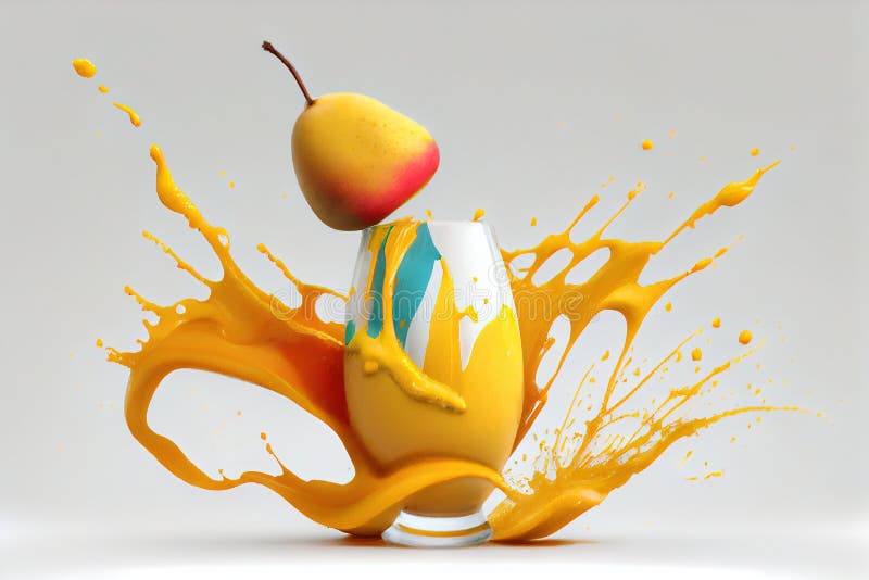 Yellow Mango Smoothie Splashed on White Background AI Generative Stock ...